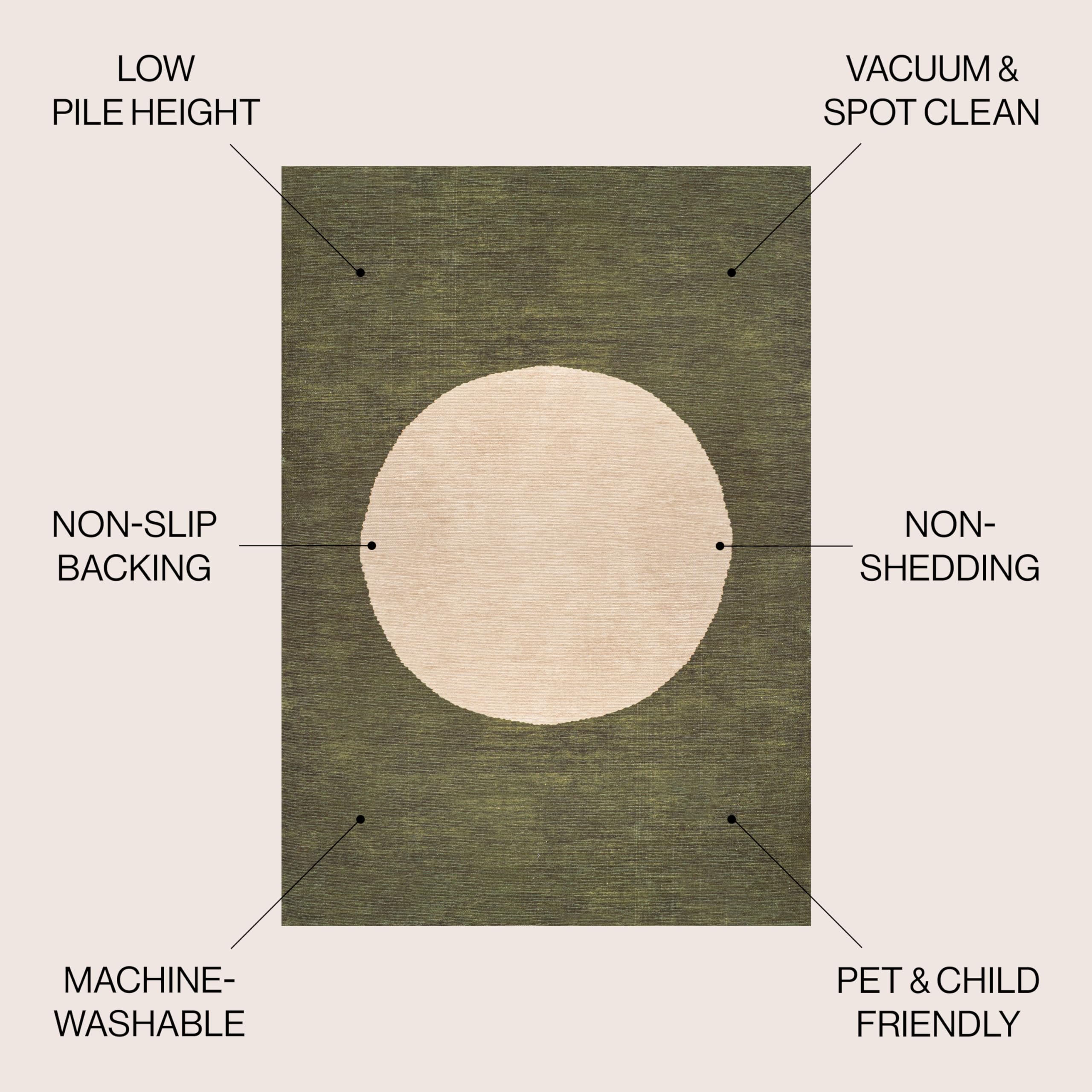 JONATHAN Y WSH113B-9 Cirkel Minimalist Geometric Dot Machine-Washable Indoor Area-Rug, Scandinavian, Modern, Bohemian Easy-Cleaning,Bedroom,Kitchen,Living Room,Non Shedding, Green/Cream, 9 X 12