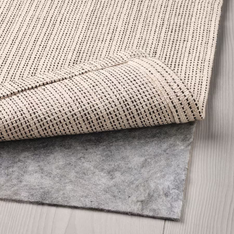 Large Flatweave Tiphede Rug, Scandi/Jute Style Hardwearing Living Room Décor, Off White/Black Weave Pattern Cotton - 3'11" x 5'11" / 120 x 180 cm