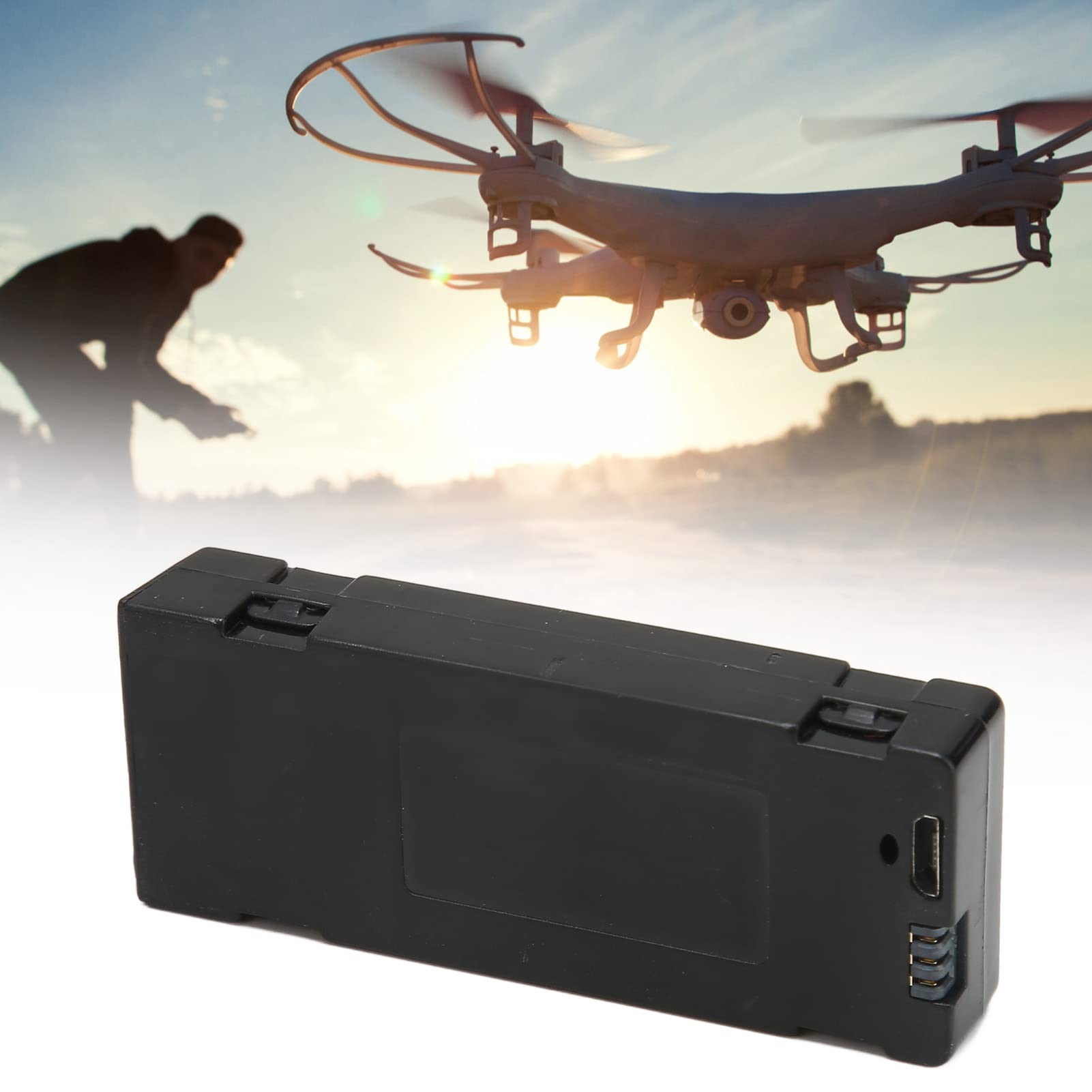 Luqeeg RC Drone Lithium Ion Battery, Portable ABS Shell Remote Control UAV Battery Universal Lightweight Replacement 3.7V 1800mAh for E525 for E99 for K3