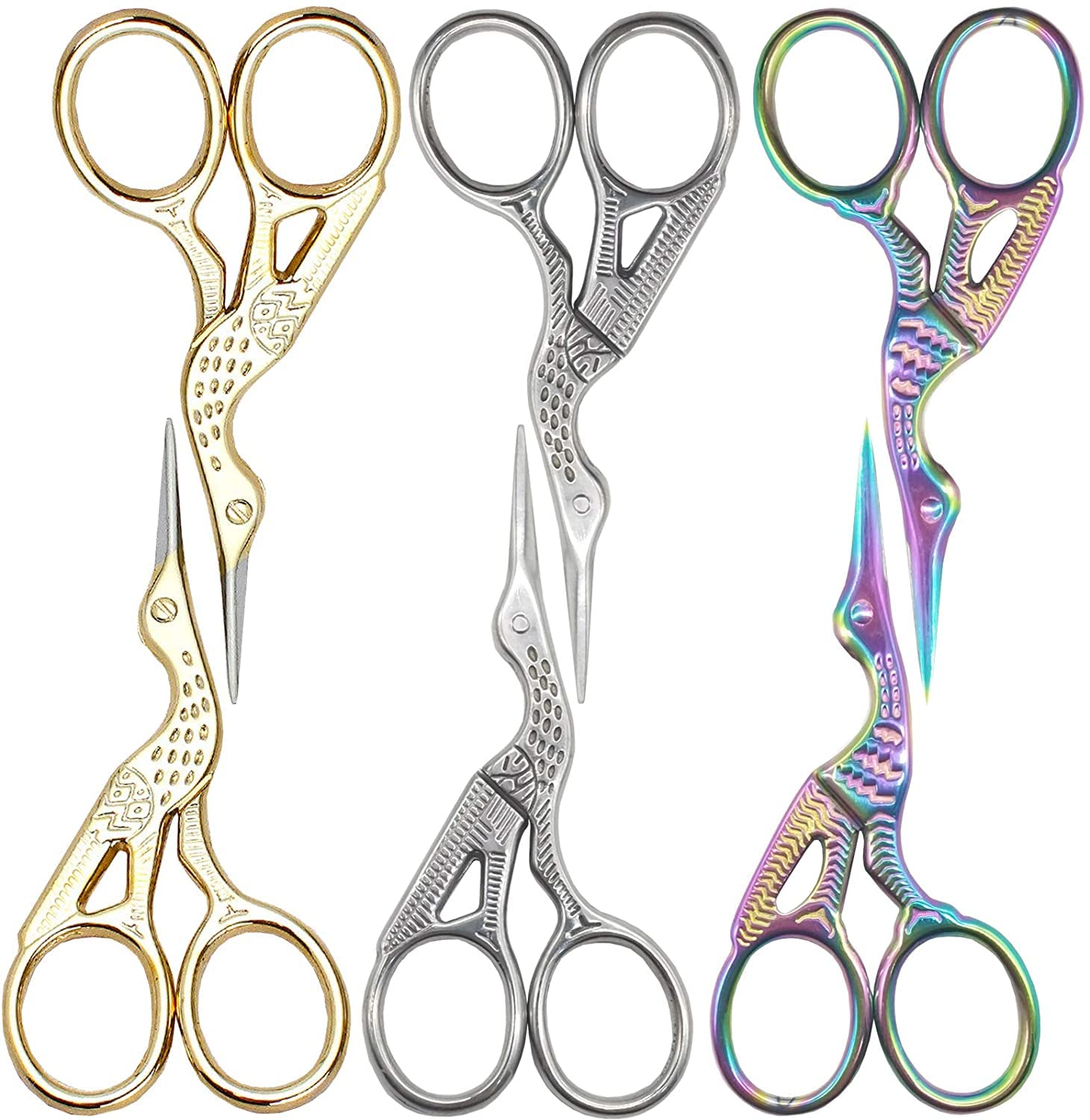 YOOHUA 6PCS Stork Scissors, Crane Design Sewing Scissors Stainless Steel Tip Dressmaker Shears DIY Tools for Embroidery, Craft, Needle Work, Art Work