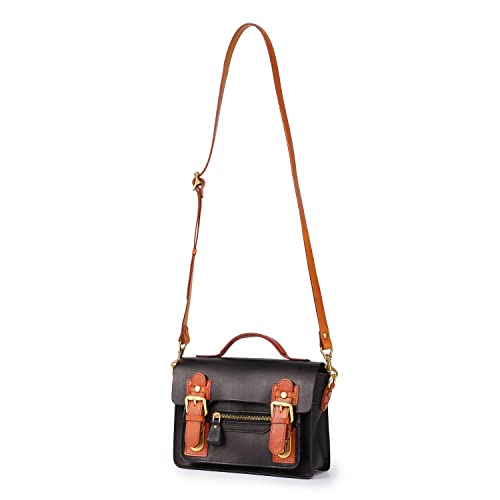 OLD TREND Genuine Leather Aster Mini Satchel Bag (Black)