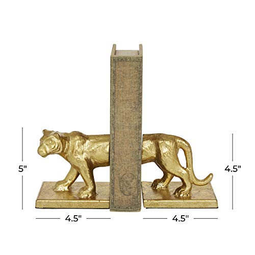 Deco 79 Metal Leopard Bookends, Set of 2 4"W, 5"H, Gold
