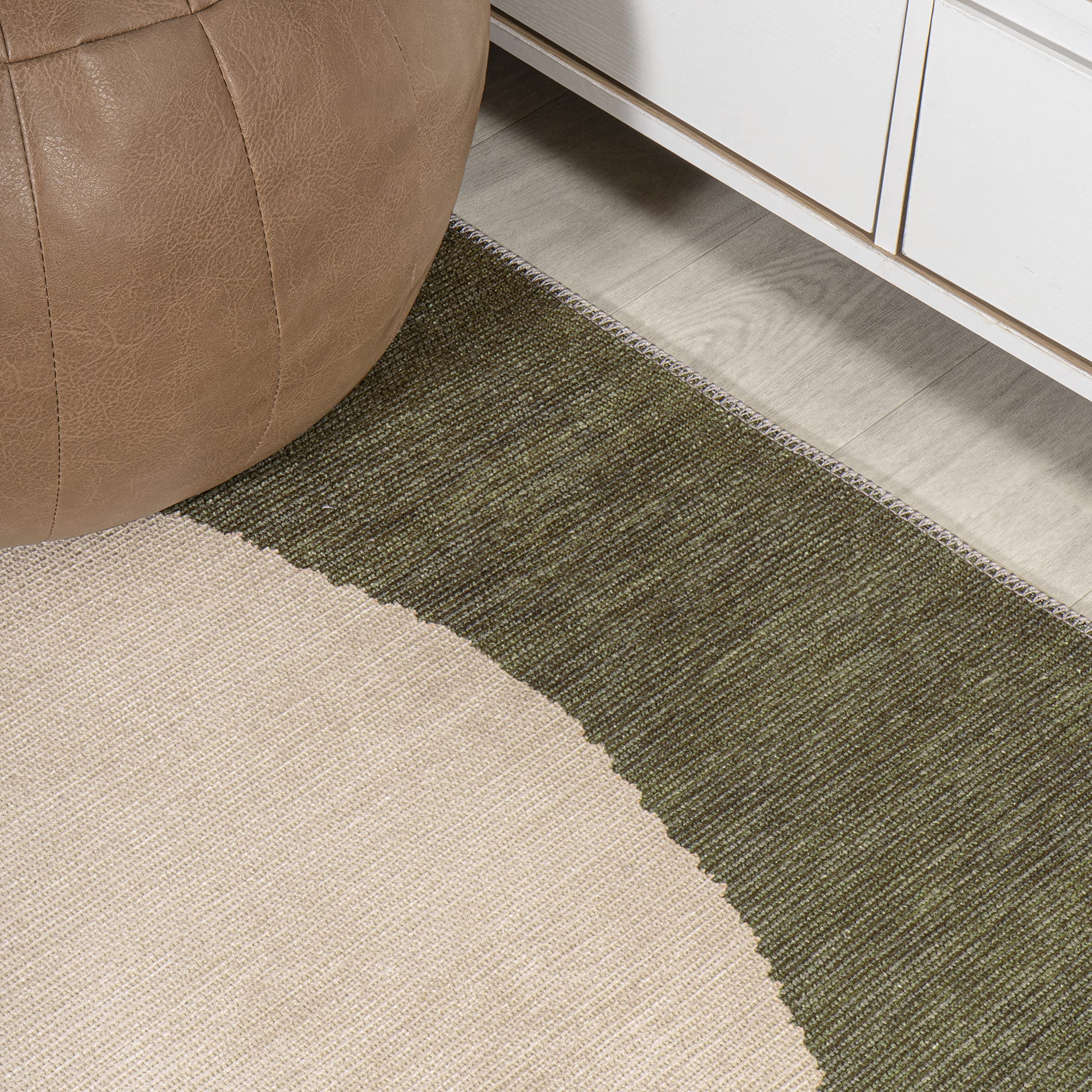 JONATHAN Y WSH113B-9 Cirkel Minimalist Geometric Dot Machine-Washable Indoor Area-Rug, Scandinavian, Modern, Bohemian Easy-Cleaning,Bedroom,Kitchen,Living Room,Non Shedding, Green/Cream, 9 X 12