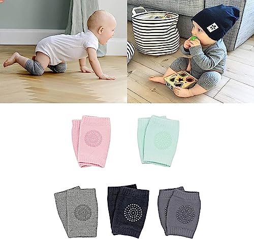 Hidetex Baby Leg Sleeve for Crawling – Infant Kneepads,Elastic Leg Warmers, Anti-Slip Leg Protector for Unisex Baby(5 Pairs) (Model 1)