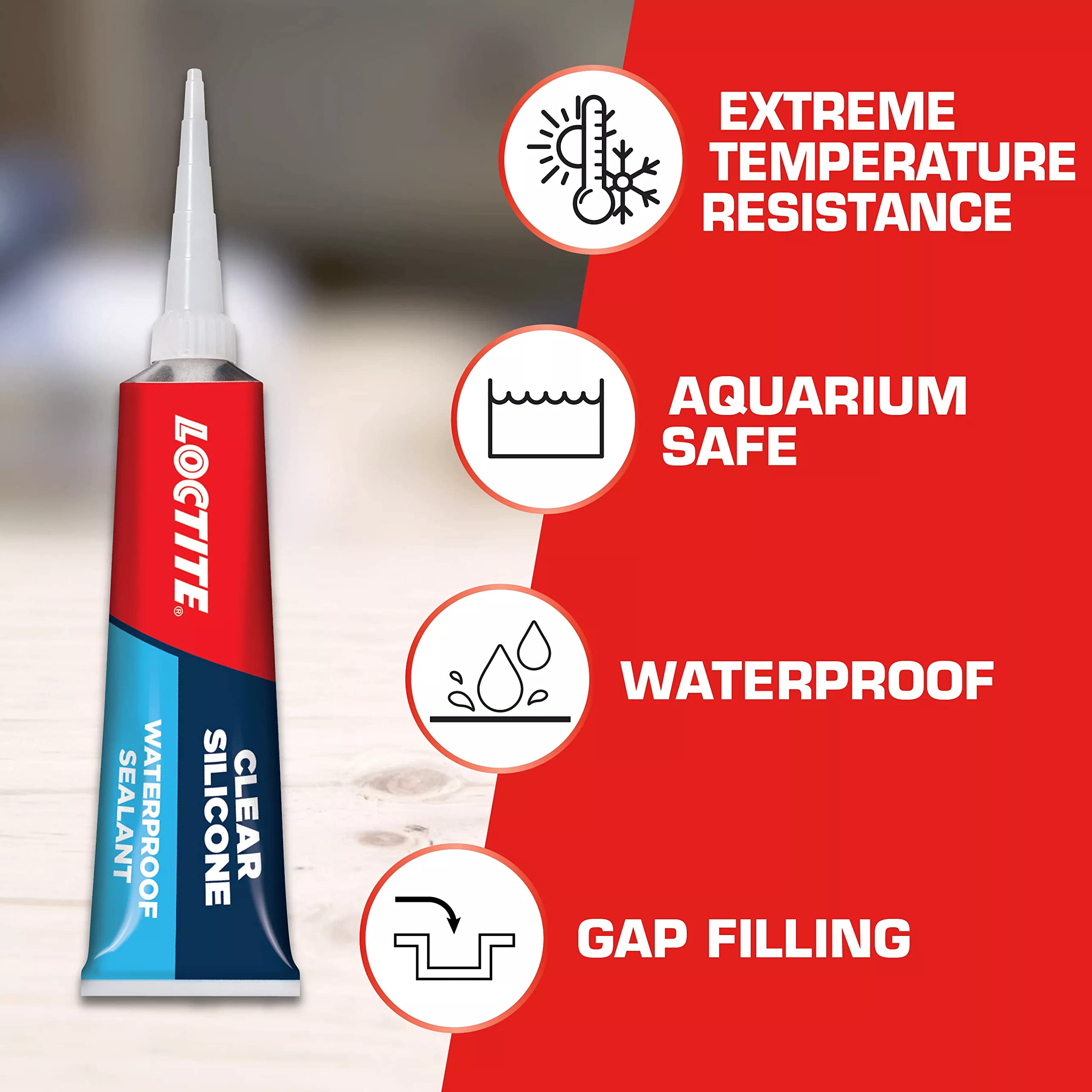 Henkel 908570 2.7 oz Tub Clear Silicone Waterproof Sealant, Single Tube
