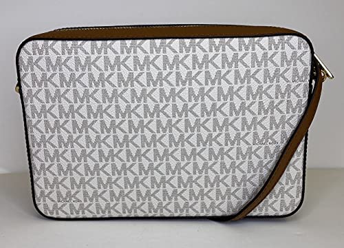 Michael Kors MICHAEL Michael Kors Jet Set Travel Large EW Crossbody bundled with SM TZ Coinpouch Wallet Purse Hook (Signature MK Vanilla)