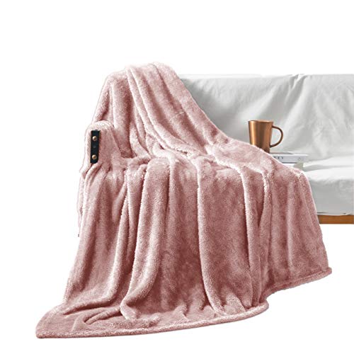 Exclusivo Mezcla Plush Extra Large Fleece Throw Blanket for Couch,Bed and Sofa (50x70 inches, Dusty Pink) Soft, Warm, Lightweight