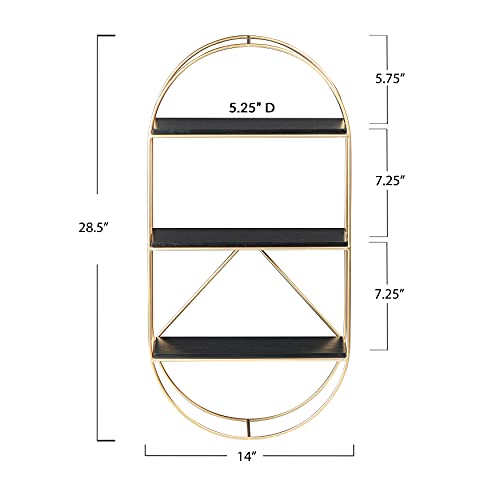 Main + Mesa Wood and Gold Oval Wall Shelf