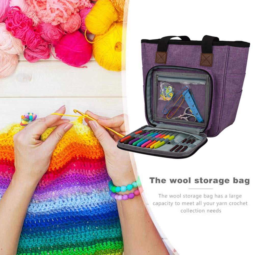 Knitting Tote Bag, Portable Yarn Storage Carrying Bag Knitting Needles Crochet Hooks Organizer, Perfect Gift for Knitters or Crocheting