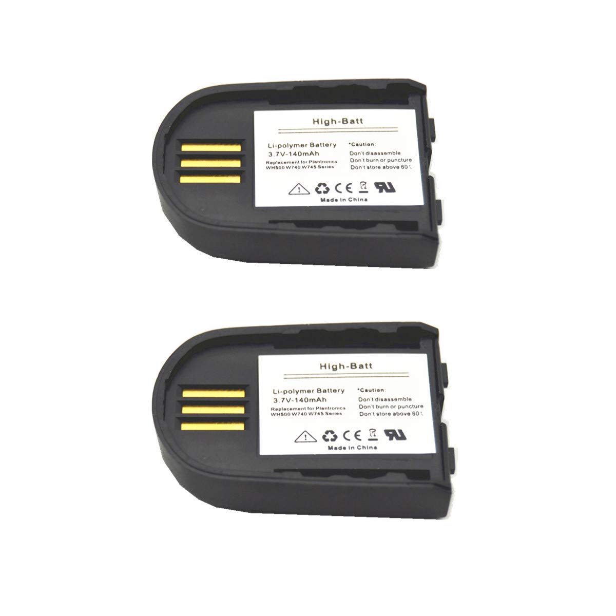 High-Batt WH500 W745 Battery, Replacement Battery 84598-01 82742-01 204755-01 for Plantronics Savi W740 W440-M W440 W740-M W445 86507-01 Wireless Headsets 3.7V 140mAh (Pack of 2)