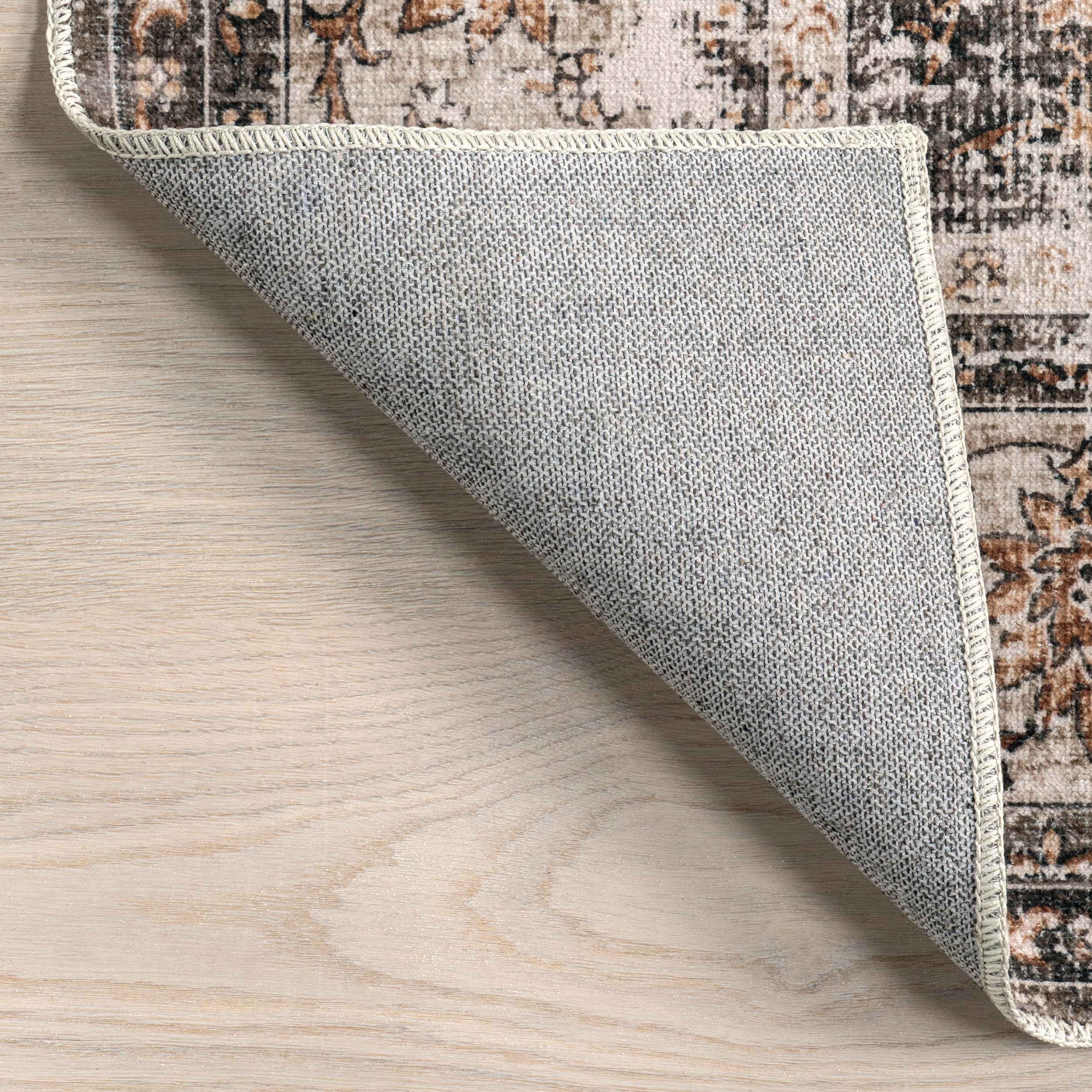 Rugs USA x Lauren Liess Rosewood Vintage Machine Washable Area Rug, 9x12, Brown