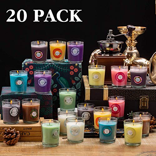 Onebird Scented Candles, Anxiety Reducer Jasmine, Rose, Vanilla, Bergamot, fig, Lavender, Lemon, Spring,Strawberry, Rosemary, Aromatherapy Organic Massage Candles - 20 Pack