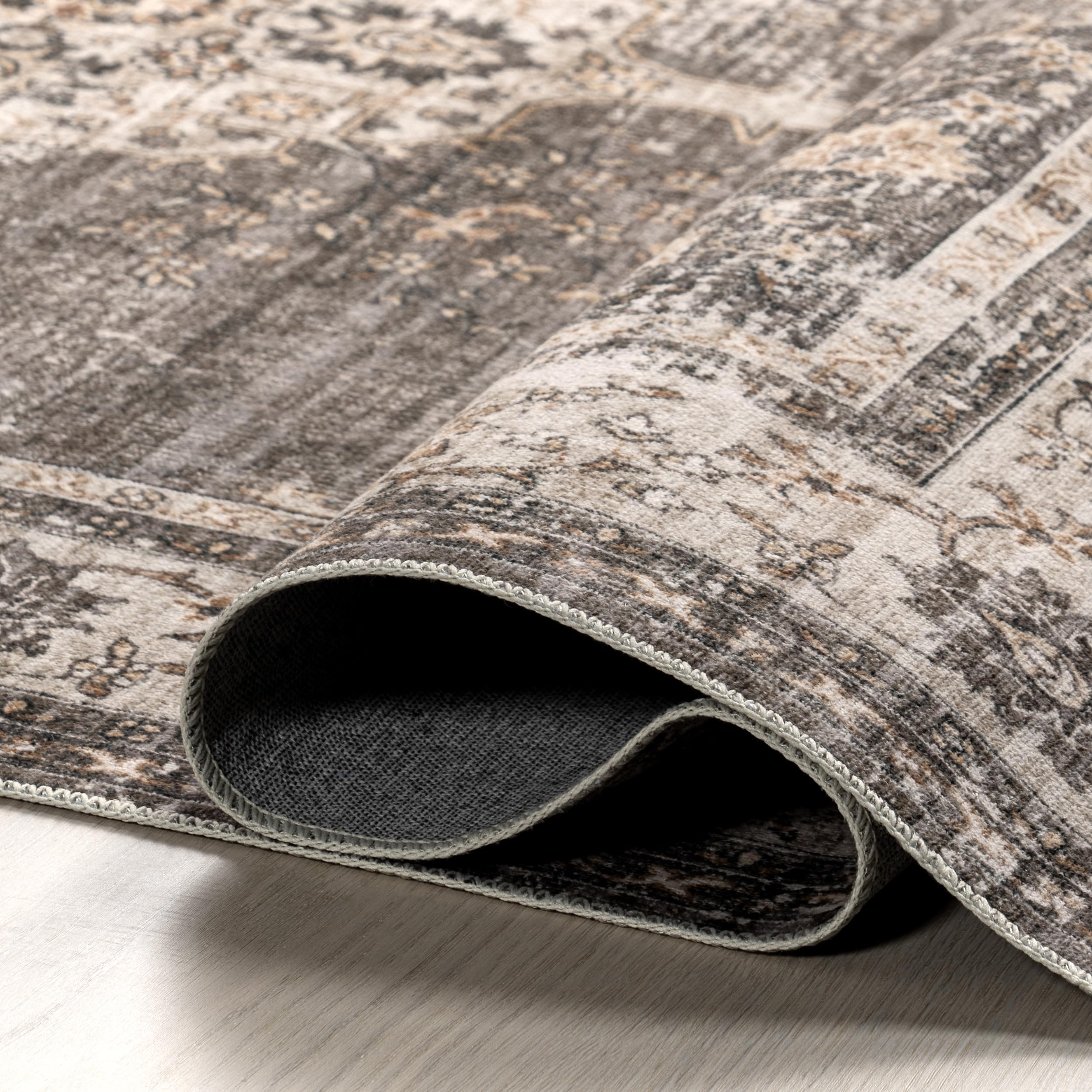 Rugs USA x Lauren Liess Rosewood Vintage Machine Washable Area Rug, 9x12, Brown