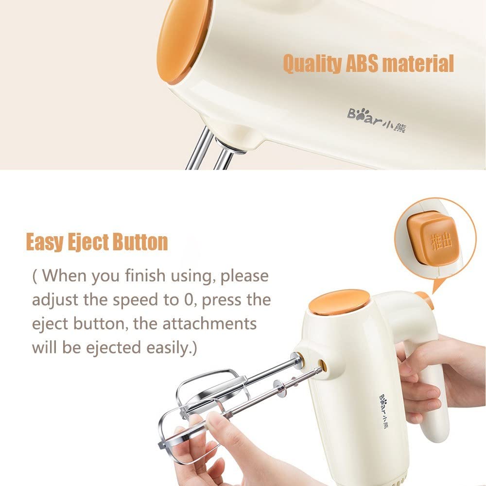Bear Hand Mixer Electric DDQ-B01K1 125W Ultra Power Stand-up Kitchen Handheld Mixers with 2 Beaters/5-Speed Adjustment for Whipping Mixing Cookies/Brownies/Cakes 220V