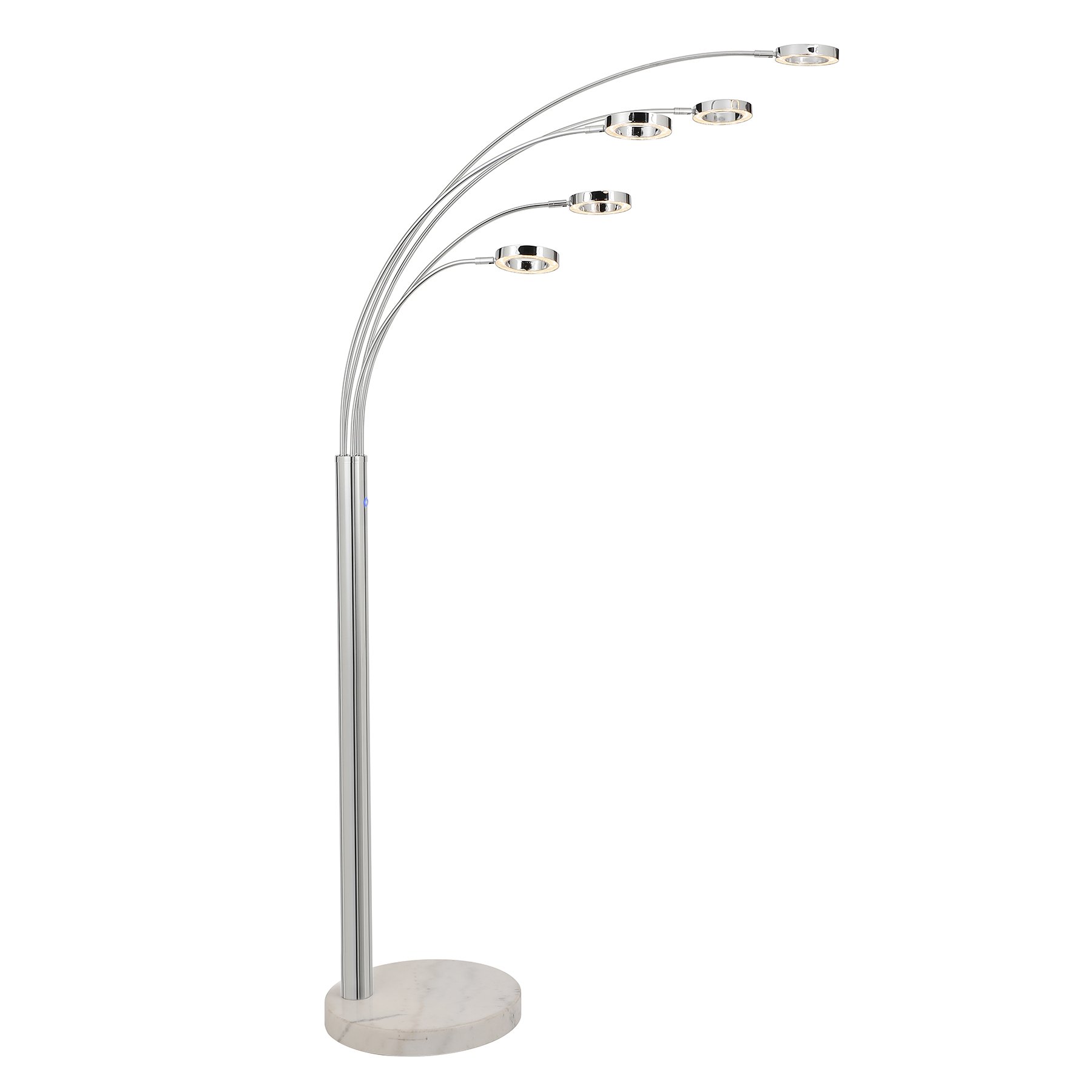 VONLUCE Bright LED Floor Lamp with 5 Lights, Modern Dimmable Task Standing Light Fixture with Stable Marble Base for Living Room Office, Contemporary Touch Arch Pole Lamp with Five Adjustable Heads