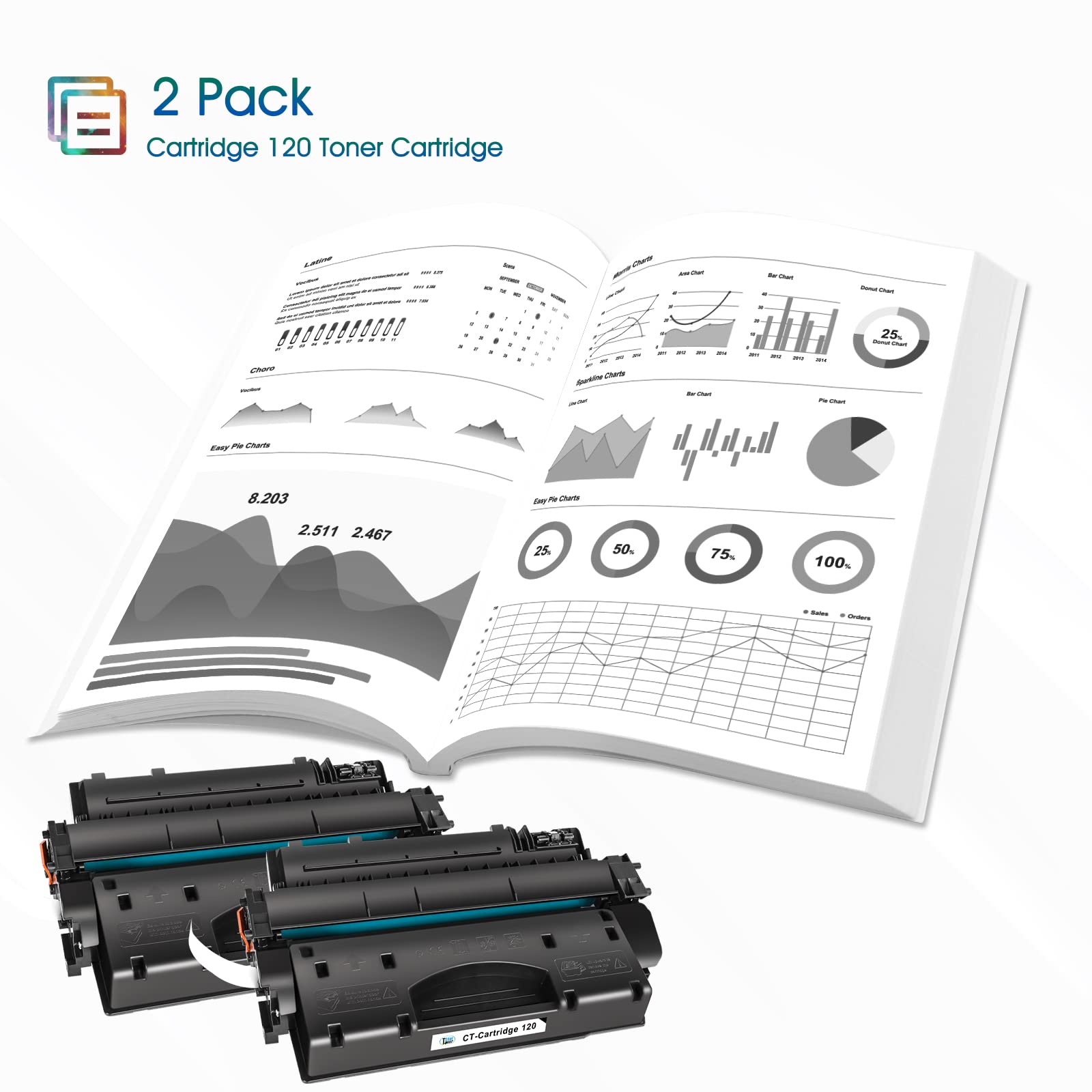 Cool Toner Compatible Toner Cartridges Replacement for Canon 120 cartridges 120 CRG-120 Canon imageCLASS D1120 D1550 D1150 D1320 D1350 D1520 D1100 D1370 D1180 D1170 MF6680DN MF417dw (Black, 2-Pack)