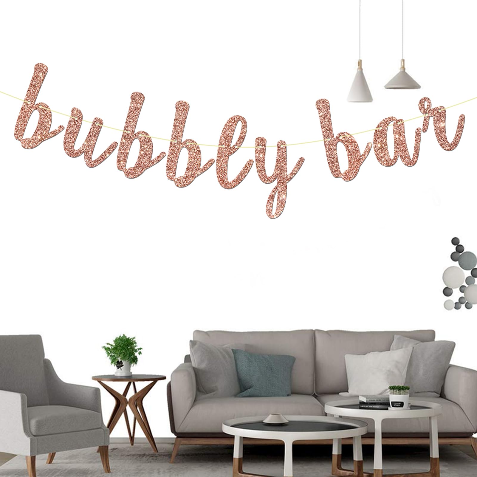 Rose Gold Bubbly Bar Banner - Bachelorette / Bridal Shower / Engagement / Baby Shower / Mimosa Bar Party Decorations