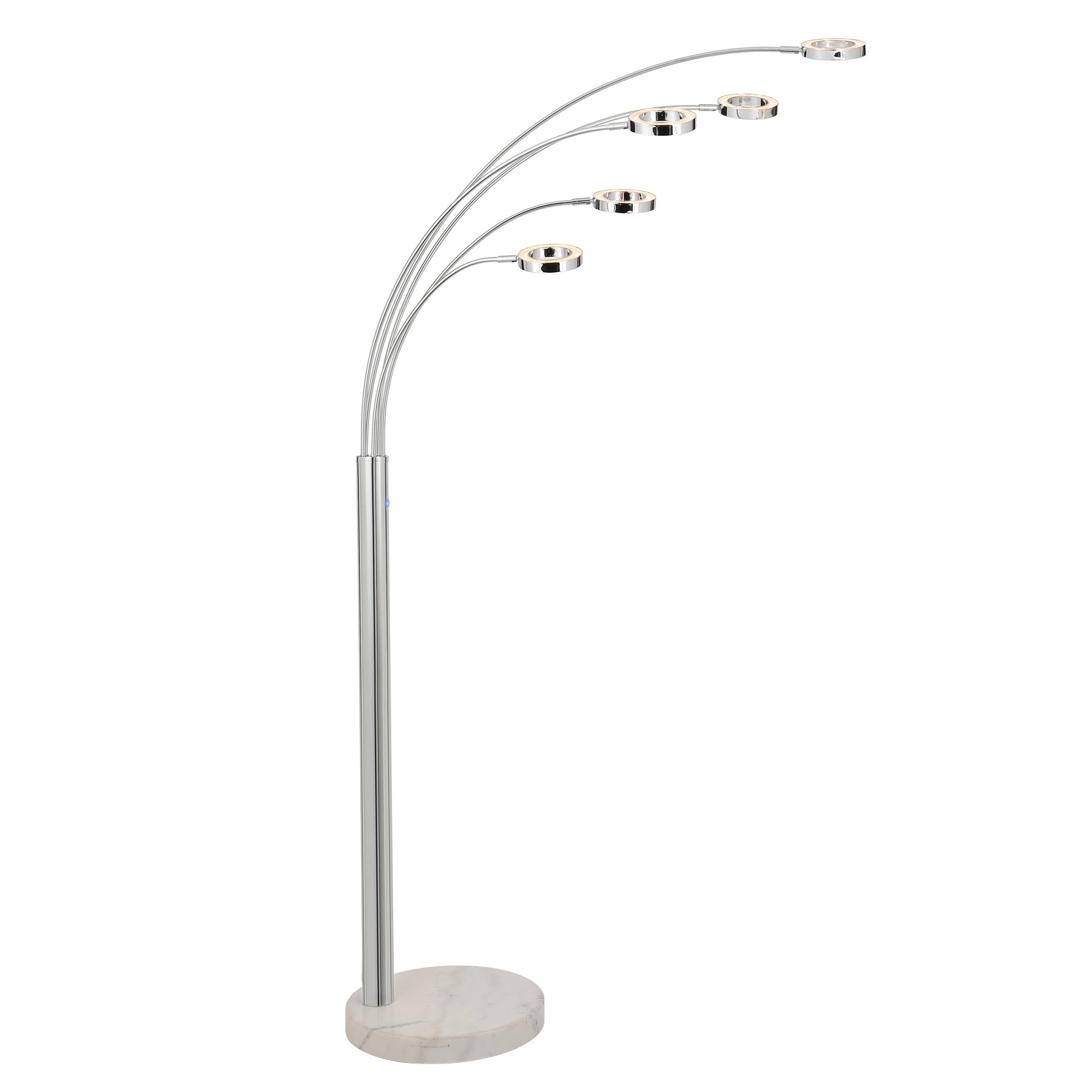 VONLUCE Bright LED Floor Lamp with 5 Lights, Modern Dimmable Task Standing Light Fixture with Stable Marble Base for Living Room Office, Contemporary Touch Arch Pole Lamp with Five Adjustable Heads