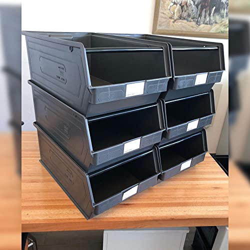 12 Pack Small Storage Bin, Wall Mount Storage, Hanging and Stacking Bin, Freestanding | 20β x 12β x 8β Plastic Container | Black | Zeus 4PLZ06 StorageCompat