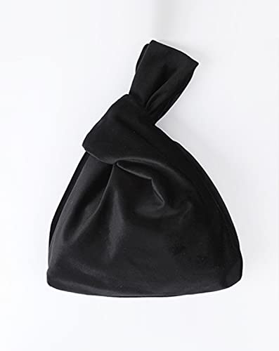 YuuTbiu Wrist Bag,Elegant Style Portable Purse,Velvet Black Knot Bag,Phone Wallet Gift for Women