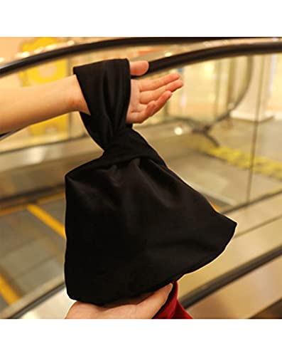 YuuTbiu Wrist Bag,Elegant Style Portable Purse,Velvet Black Knot Bag,Phone Wallet Gift for Women