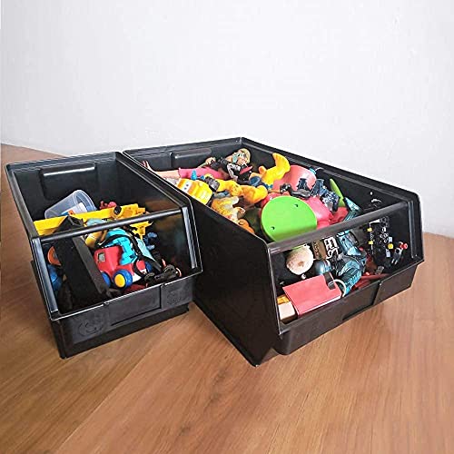 12 Pack Small Storage Bin, Wall Mount Storage, Hanging and Stacking Bin, Freestanding | 20β x 12β x 8β Plastic Container | Black | Zeus 4PLZ06 StorageCompat