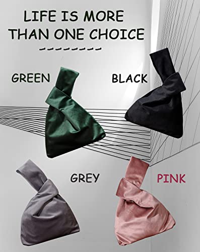 YuuTbiu Wrist Bag,Elegant Style Portable Purse,Velvet Black Knot Bag,Phone Wallet Gift for Women