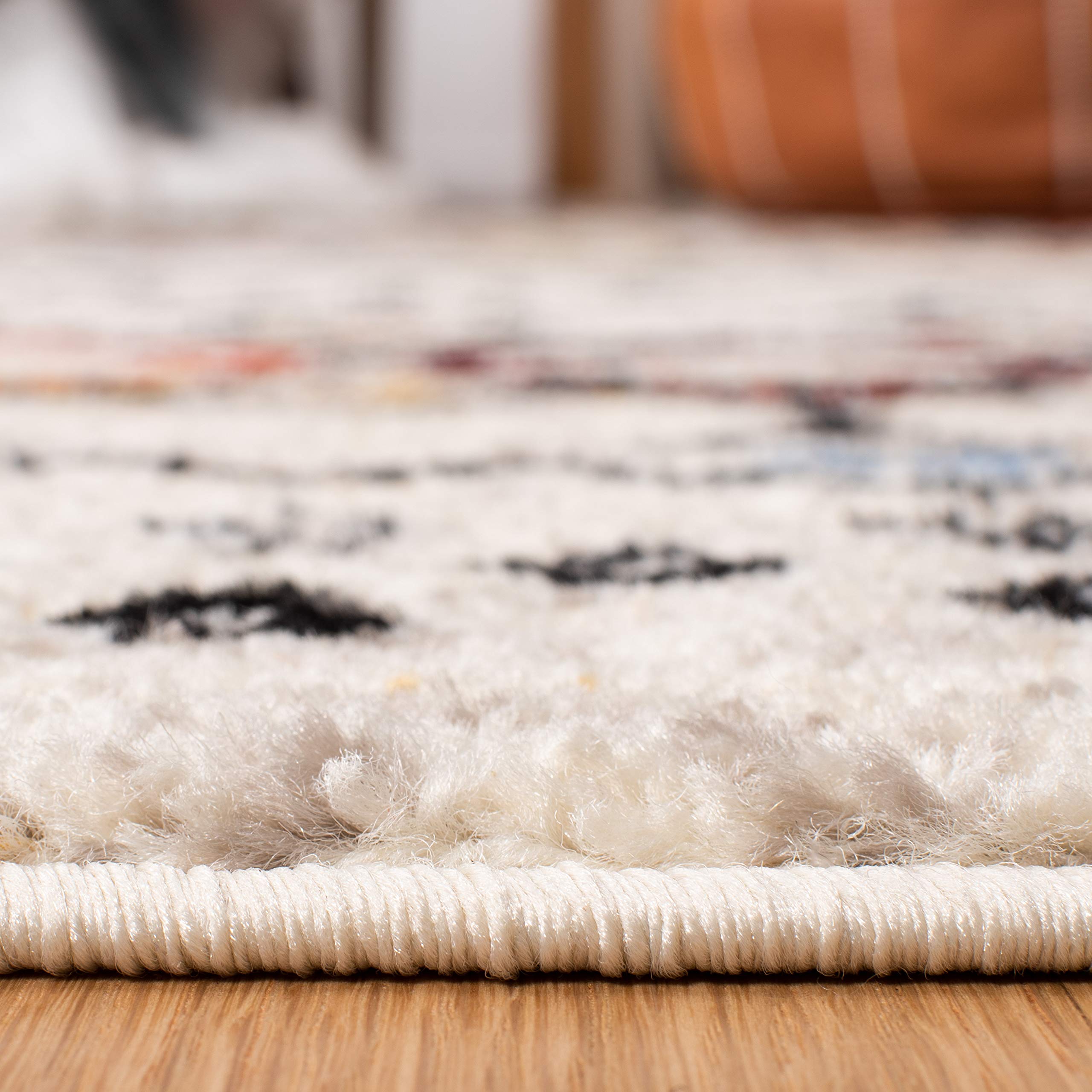 SAFAVIEH Amsterdam Collection Area Rug - 9' x 12', Ivory & Multi, Moroccan Boho Design, Non-Shedding & Easy Care, Ideal for High Traffic Areas in Living Room, Bedroom (AMS108K)