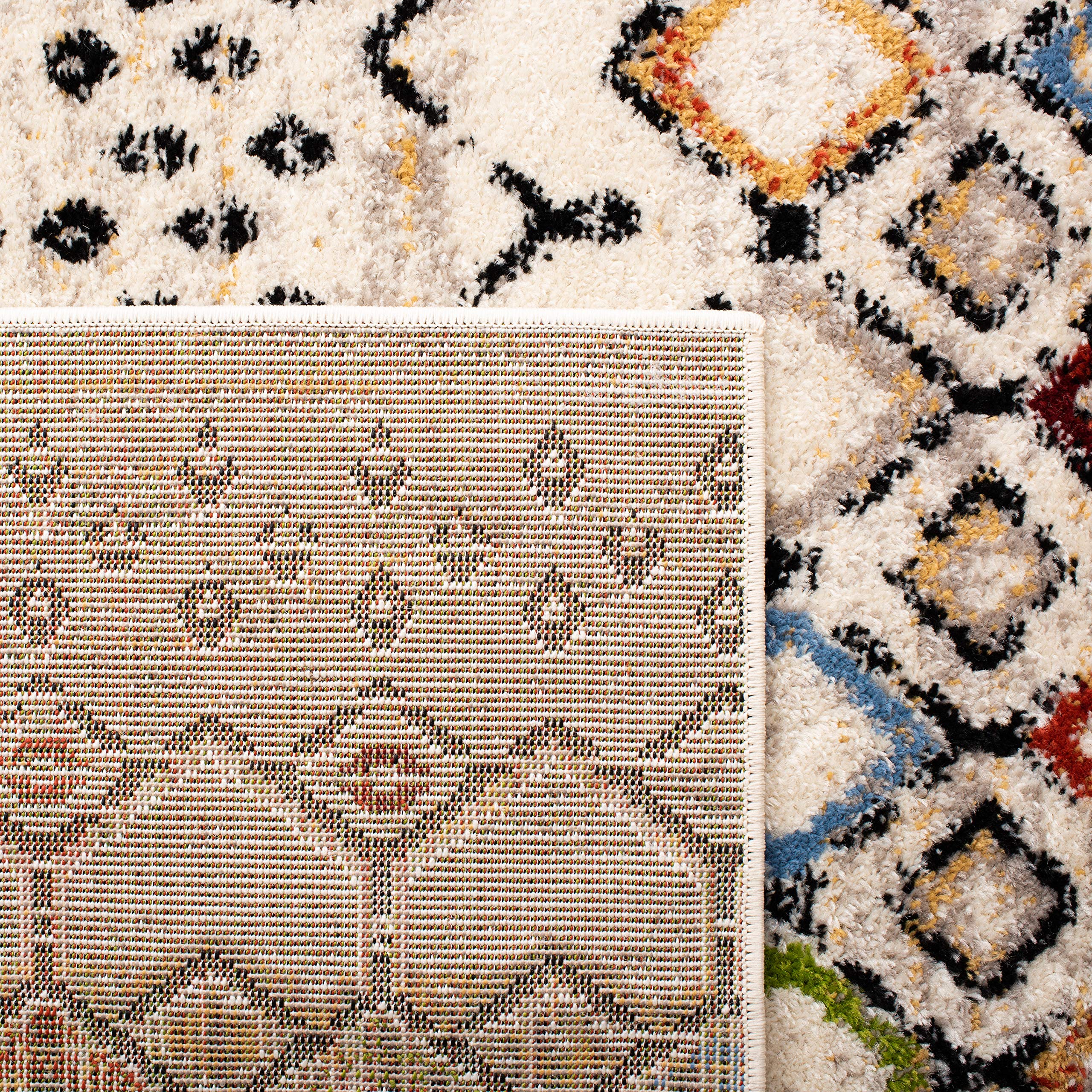 SAFAVIEH Amsterdam Collection Area Rug - 9' x 12', Ivory & Multi, Moroccan Boho Design, Non-Shedding & Easy Care, Ideal for High Traffic Areas in Living Room, Bedroom (AMS108K)