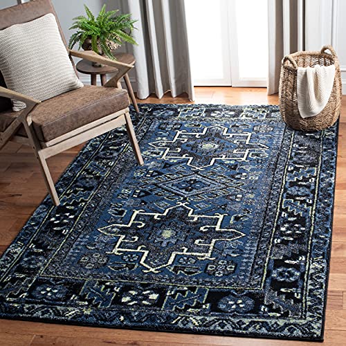 SAFAVIEH Vintage Hamadan Collection Area Rug - 9' x 12', Blue & Grey, Oriental Traditional Persian Design, Non-Shedding & Easy Care, Ideal for High Traffic Areas in Living Room, Bedroom (VTH211N)