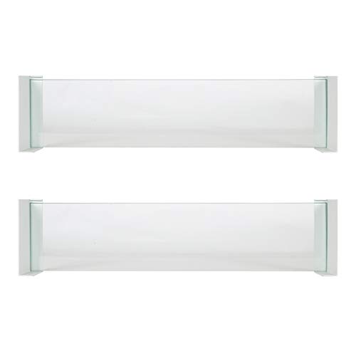 Kate and Laurel Rodi Modern Glass and Metal Shelf Set, Set of 2, White, Floating Book Shelves for Wall