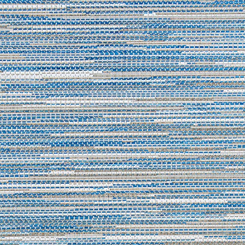 Couristan Monte Carlo Coastal Breeze Ocean Blue- Champagne Indoor/Outdoor Area Rug, 5'10" x 9'2"