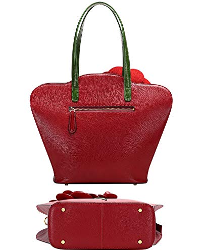 PIJUSHI Designer Floral Purses and Handbags for Women Top Handle Satchel Handbag Ladies Shoulder Bag(20105 Red)