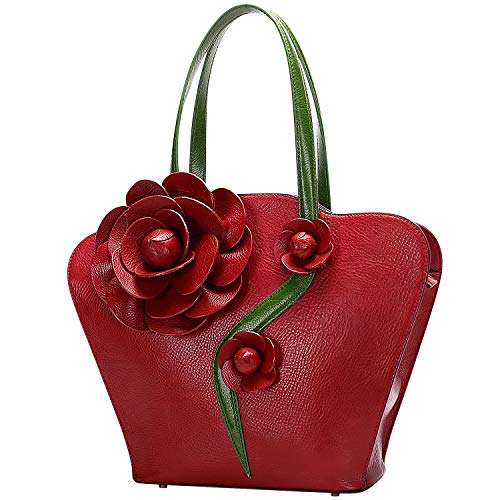 PIJUSHI Designer Floral Purses and Handbags for Women Top Handle Satchel Handbag Ladies Shoulder Bag(20105 Red)