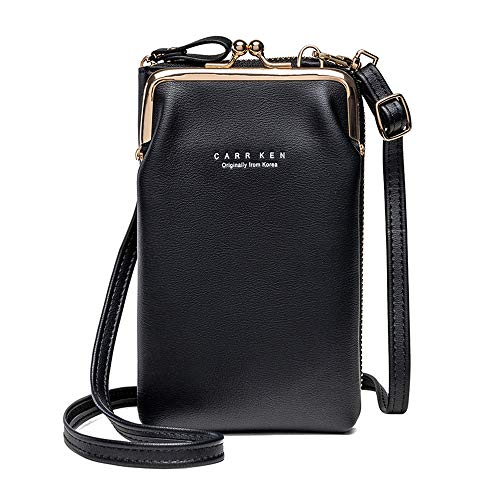 FFpaw Small Crossbody Purse for Women,Cellphone Shoulder Bags Lightweight PU Leather RFID Blocking Wallet Credit Card Holder(Black)