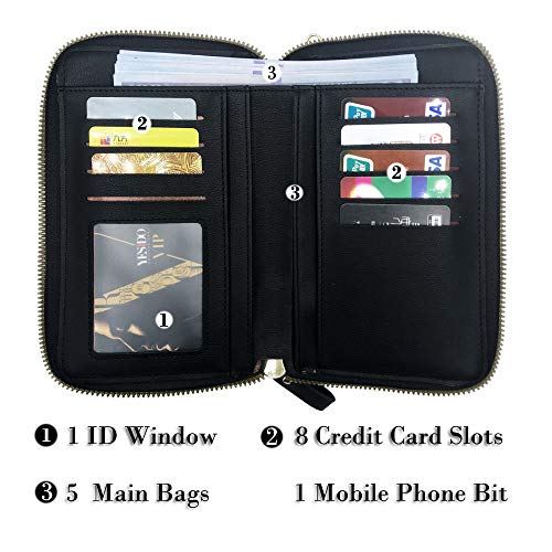 FFpaw Small Crossbody Purse for Women,Cellphone Shoulder Bags Lightweight PU Leather RFID Blocking Wallet Credit Card Holder(Black)