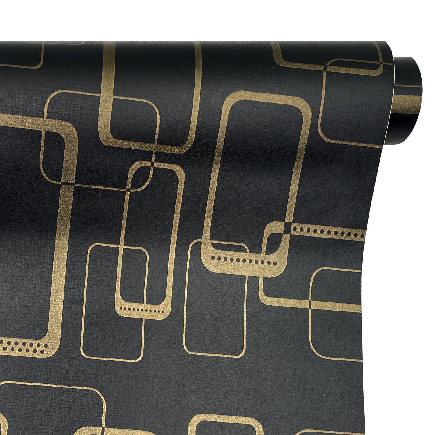 SimpleLife4U Geometric Pattern Shelf Drawer Liner Self-Adhesive Black Countertop Protect Paper for Furniture 17.7 Inch by 9.8 Feet
