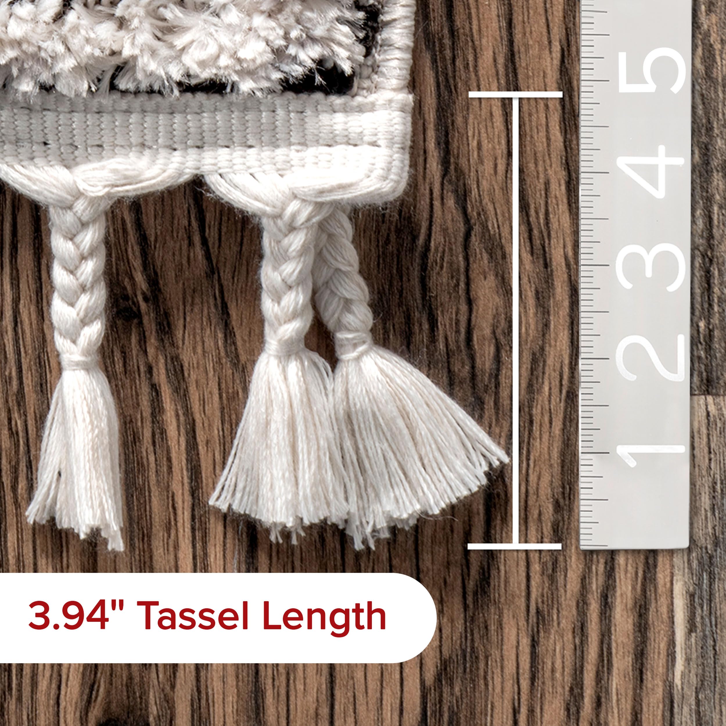 nuLOOM 9x12 Ansley Moroccan Tassel Area Rug, Grey, High-Low Textured Bohemian Design, Plush High Pile, Stain Resistant, For Bedroom, Living Room, Hallway, Entryway