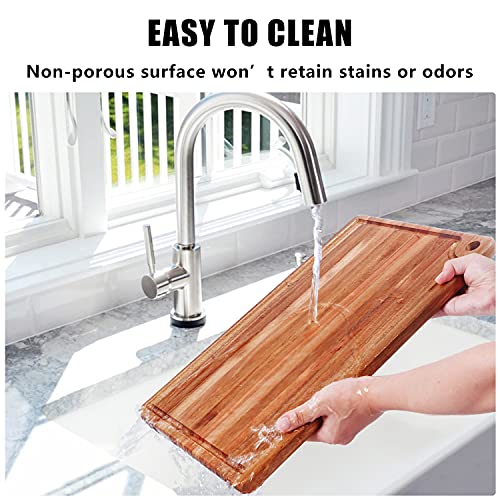 Large Acacia Wood Cutting Board for Kitchen - Caperci Better Chopping Board with Juice Groove & Handle Hole for Meat (Butcher Block) Vegetables and Cheese, 18 x 12 Inch