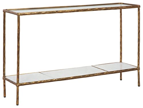 Signature Design by Ashley Ryandale Modern Console Sofa Table, Antique Brass Finish