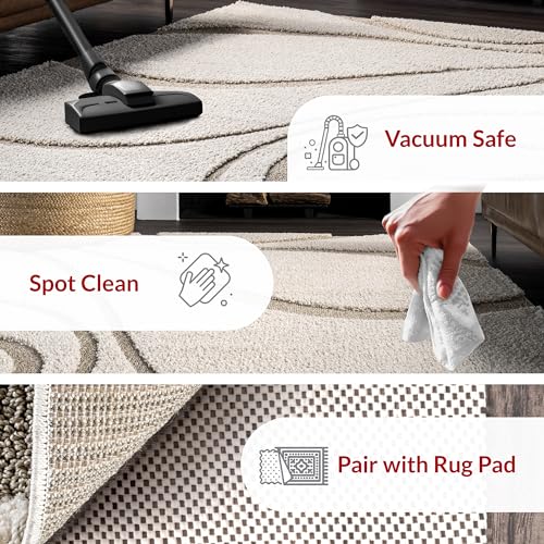 nuLOOM Carolyn Modern Shag Area Rug - 9x12 Shag Area Rug Transitional Cream Rugs for Living Room Bedroom Dining Room Nursery