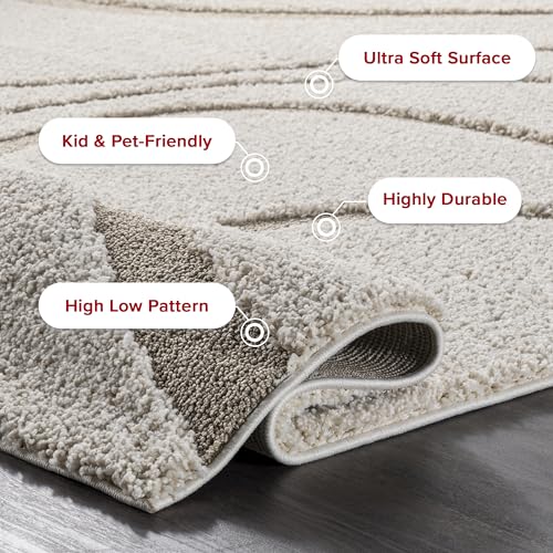 nuLOOM Carolyn Modern Shag Area Rug - 9x12 Shag Area Rug Transitional Cream Rugs for Living Room Bedroom Dining Room Nursery