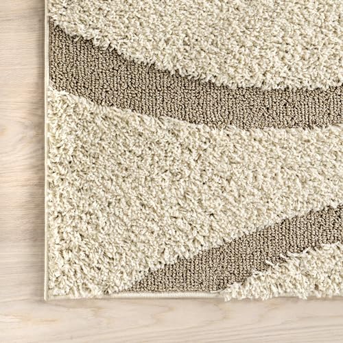 nuLOOM Carolyn Modern Shag Area Rug - 9x12 Shag Area Rug Transitional Cream Rugs for Living Room Bedroom Dining Room Nursery