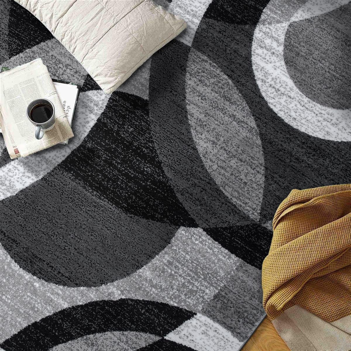 Rugshop Contemporary Abstract Circles Perfect for high Traffic Areas of Your Living Room,Bedroom,Home Office,Kitchen Area Rug 7'10" x 10'2" Gray