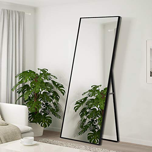 CONGUILIAO Full Length Mirror, 65" × 24" Standing Body Mirror, Large Floor Mirror, Full Standing Mirror, Standing Hanging or Leaning, Wall-Mounted Mirror Dressing Mirror, Aluminum Alloy Frame, Black