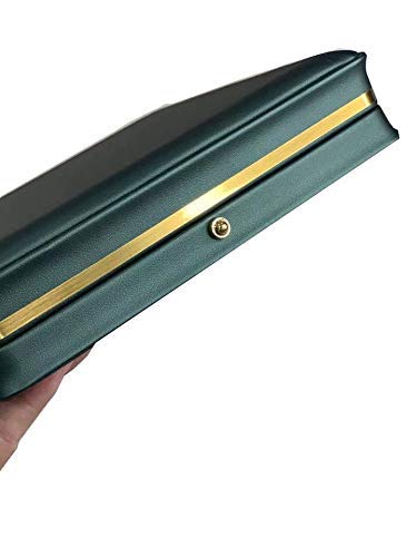JunningGor Blackish Green Premium Leather Box Wedding Jewelry Set Display Case Storage Holder (For Pearl Necklace)