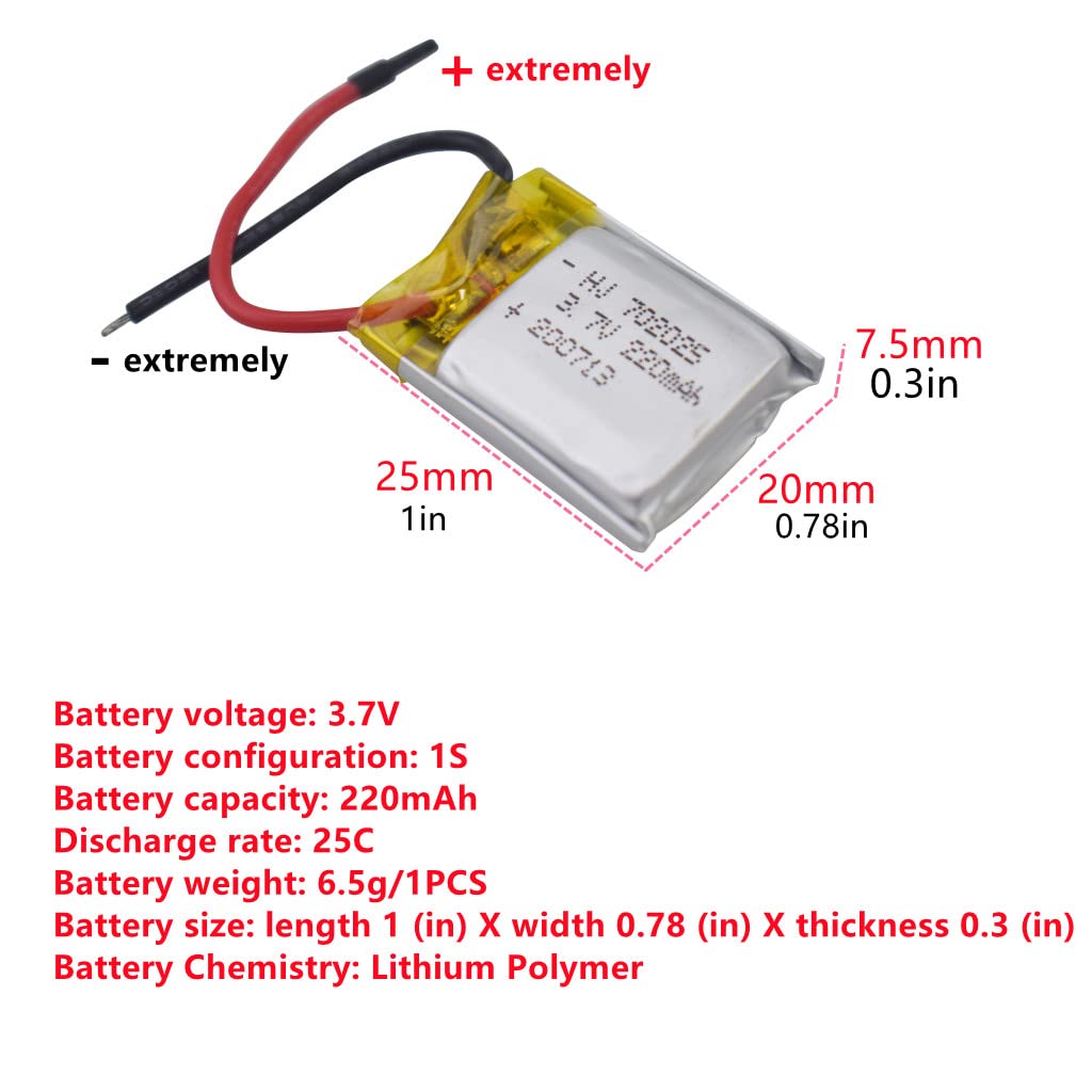 sea jump 2PCS 3.7V 220mah Lithium Battery for HS190 901HS 901S 901H X300C LF606 SG800 S9 SYMA S107 S107G S108G S109G Mini Quadcopter Accessories Remote Control Drone Battery