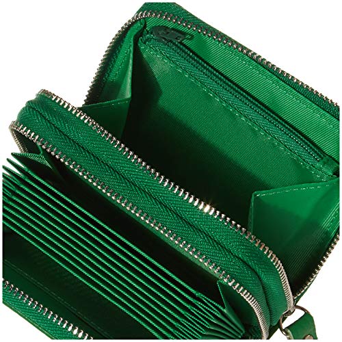 KALMOR Wallets for Women Leather Double Zipper RFID Blocking Purse with Coin Pocket, Green, 4. 25β x 3. 0β x 1.5β