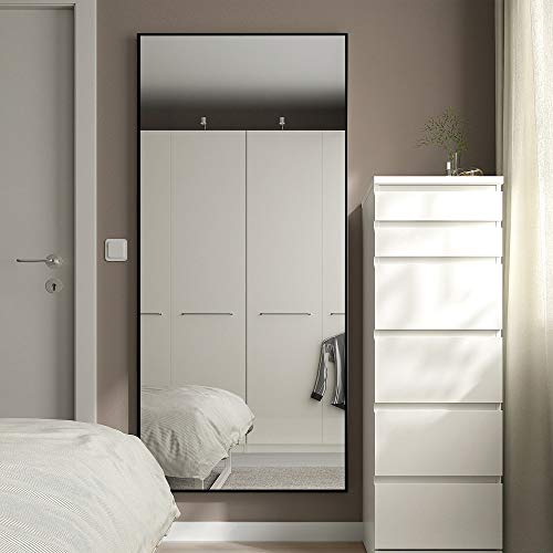 CONGUILIAO Full Length Mirror, 65" × 24" Standing Body Mirror, Large Floor Mirror, Full Standing Mirror, Standing Hanging or Leaning, Wall-Mounted Mirror Dressing Mirror, Aluminum Alloy Frame, Black
