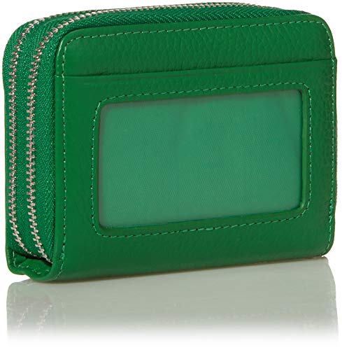 KALMOR Wallets for Women Leather Double Zipper RFID Blocking Purse with Coin Pocket, Green, 4. 25β x 3. 0β x 1.5β